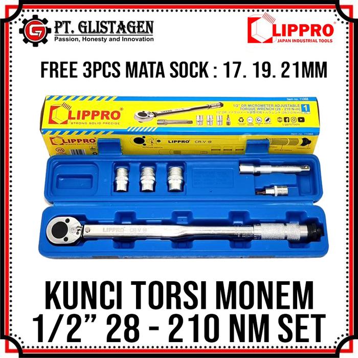 Jual Lippro 11068 Kunci Torsi Set Momen Torque Wrench 1/2" 28 - 210NM ...