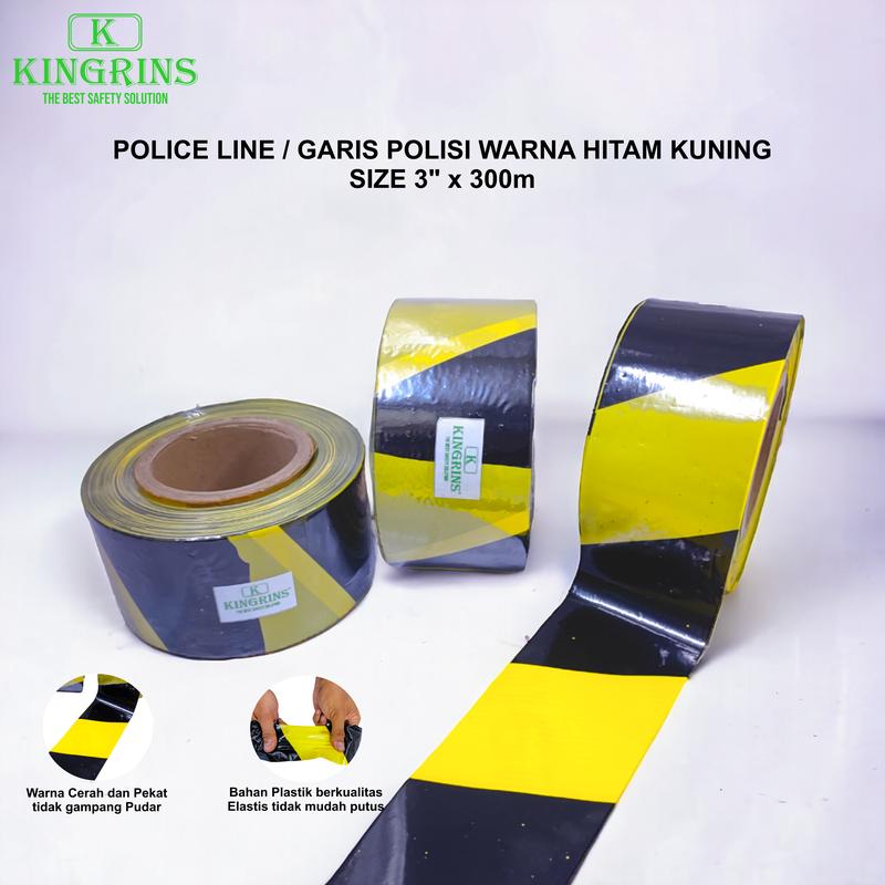 Kingrins Police Line garis polisi ukuran 3inch x 300m warna hitam ...