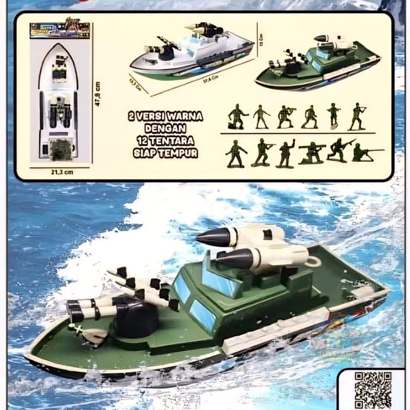 Kapal Speedboat Free 12 Miniatur Tentara Hijau TNI 2 warna Putih dan ...