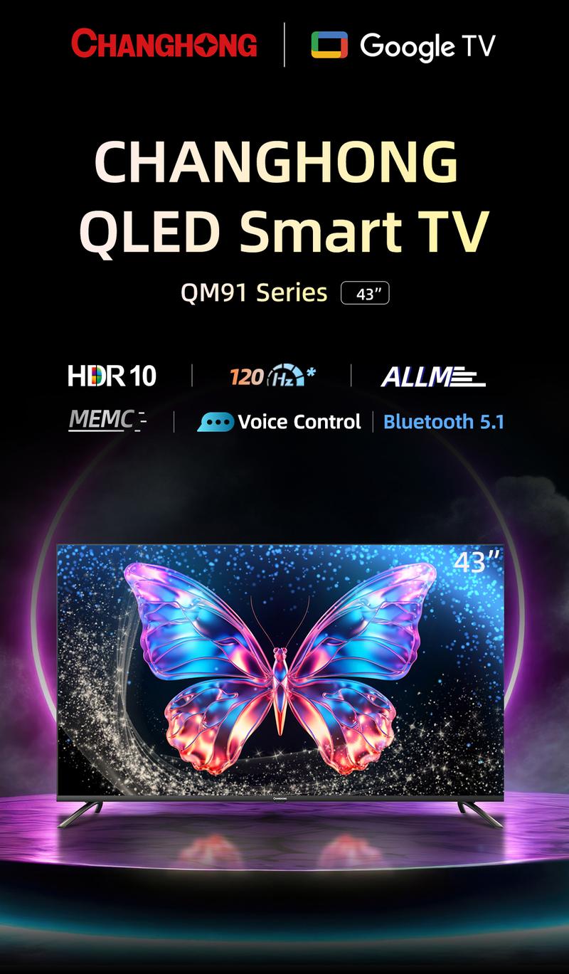 Changhong QLED TV 4K 43 inch Google Smart QLED PRO Digital TV Dolby ...