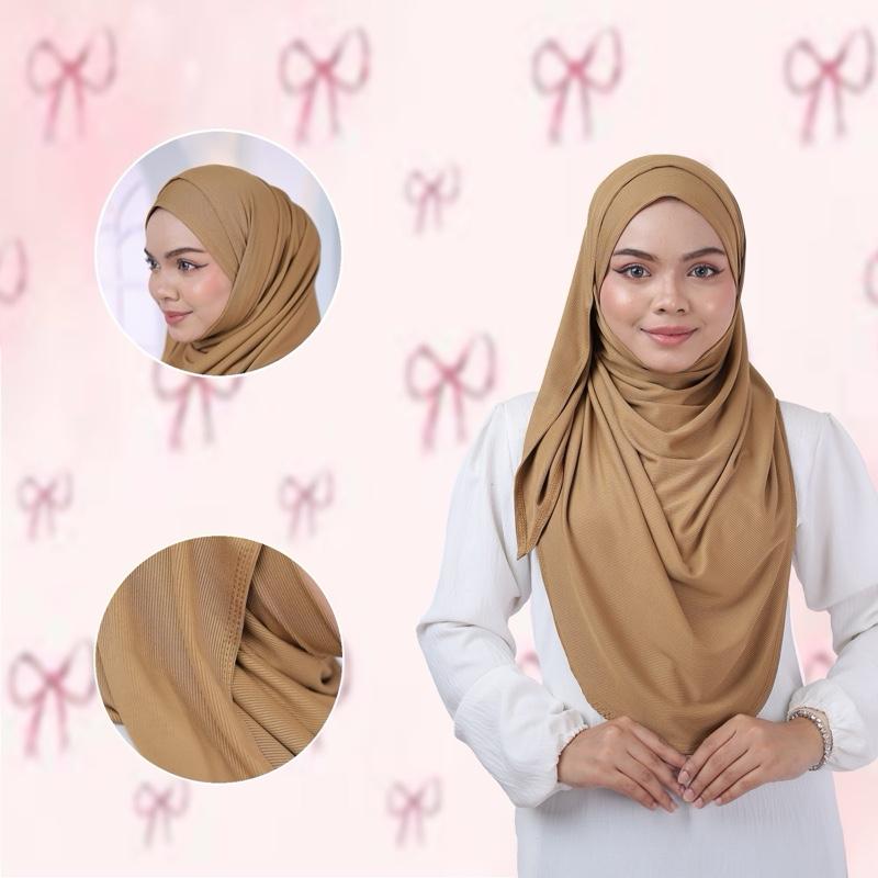 INSTANT SHAWL RIBEED HALUS IRONLESS - TikTok Shop Malaysia