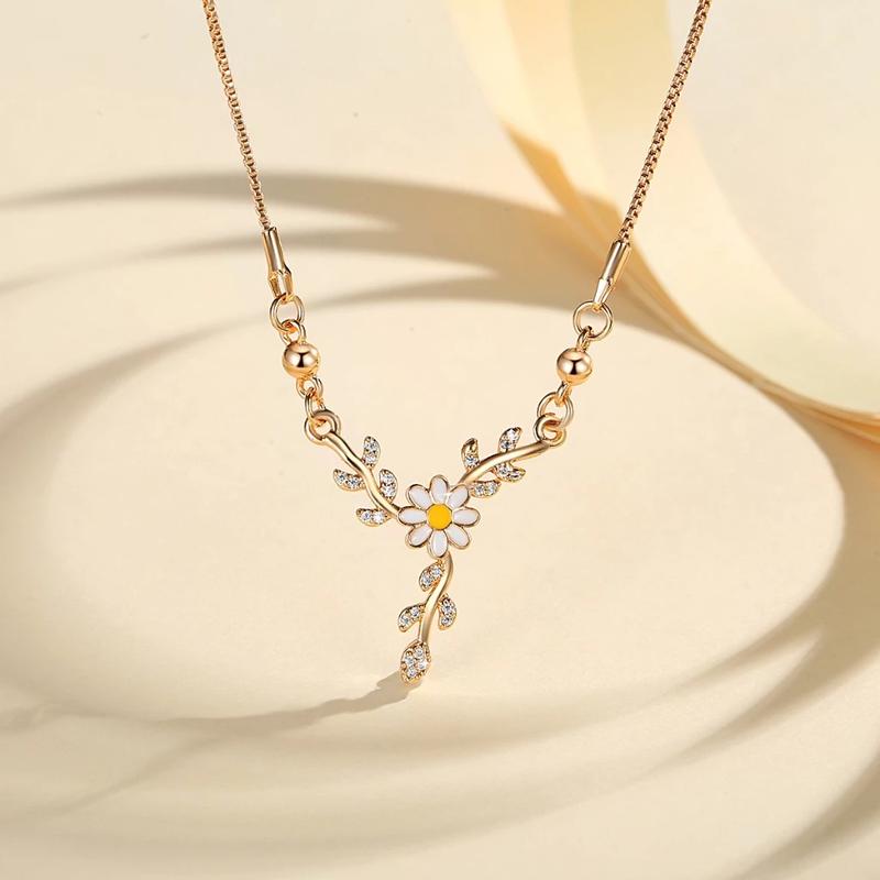 Kalung Klavikel, Fesyen, Loket Bunga Matahari, Kalung Berkilauan ...