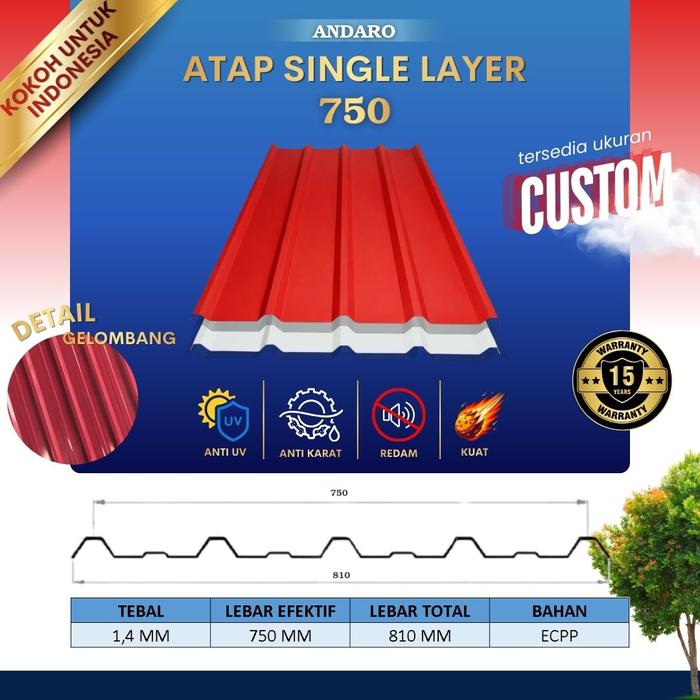 Jual ATAP MERAH PUTIH ANDARO - ECPP SINGLE LAYER 750 - BISA CUSTOM ...