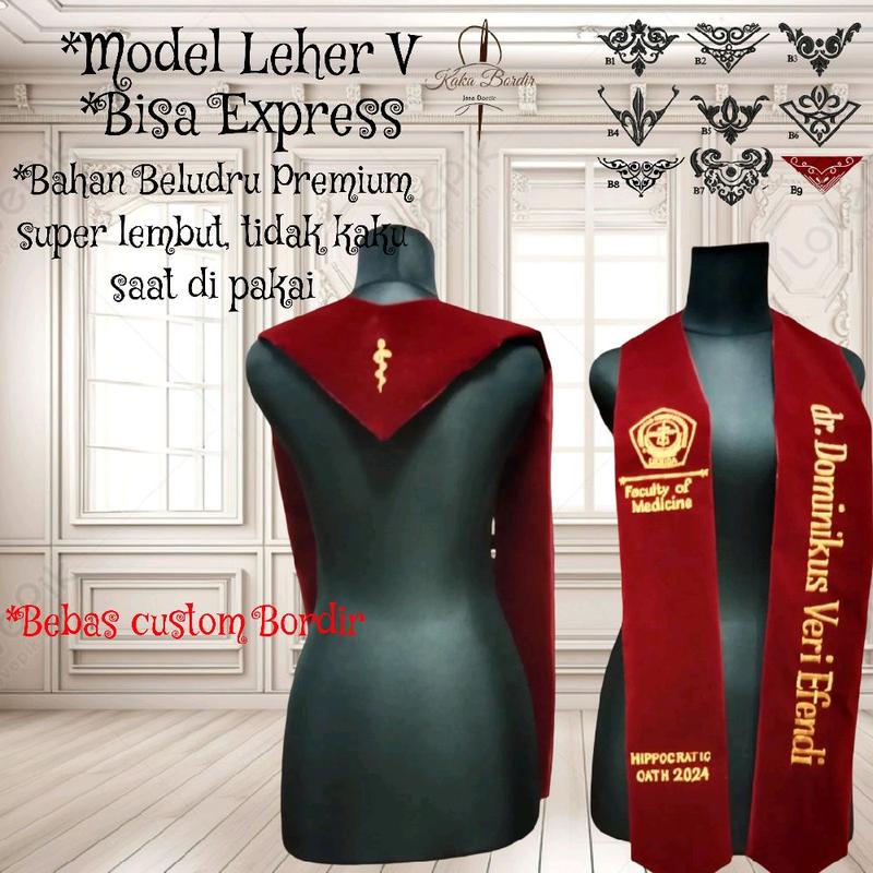 Bordir Selempang Wisuda Model V 1 Hari Jadi Bahan Beludru Premium ...