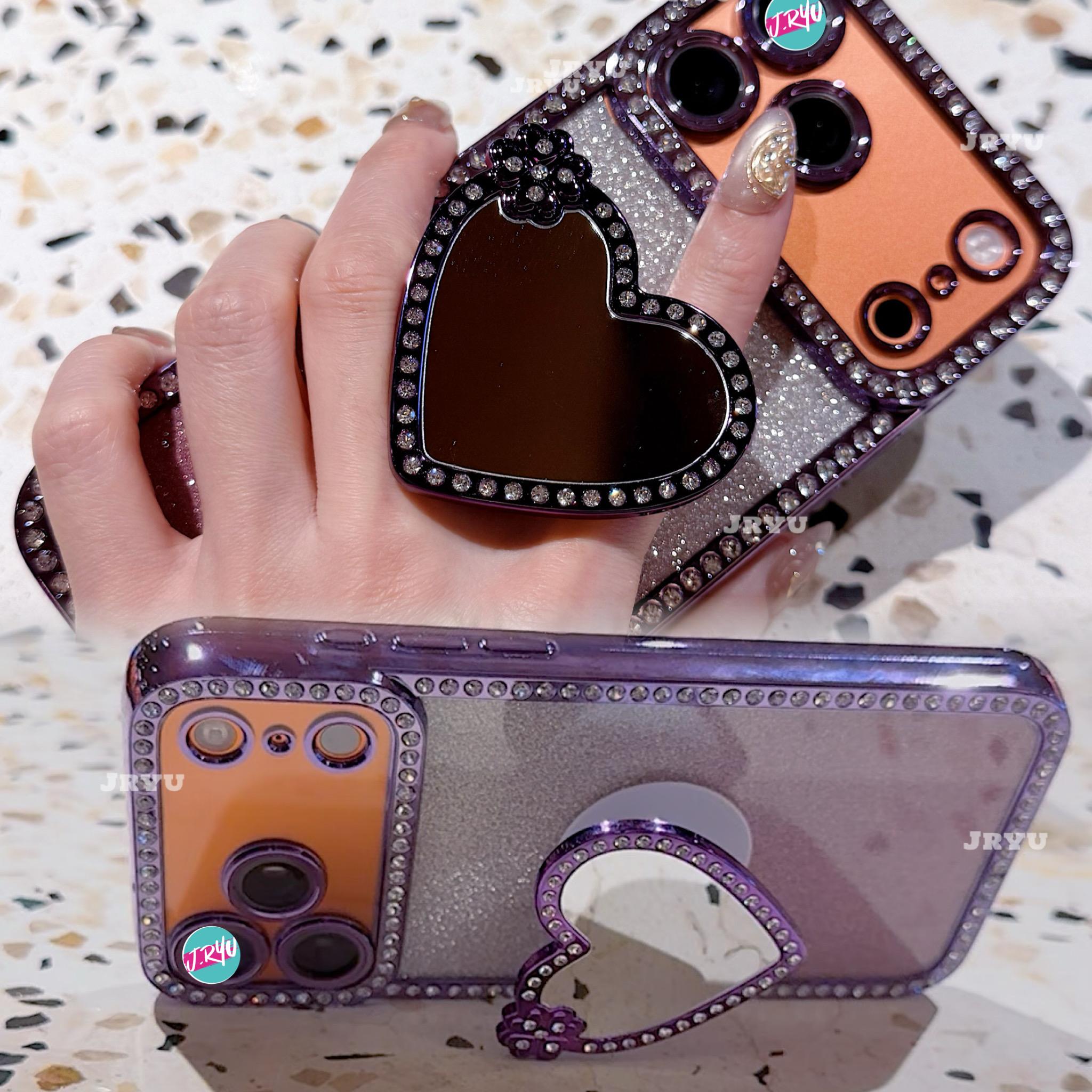 JRYU For INFINIX Heart Diamond Pop Stand With Mirror Softcase ...