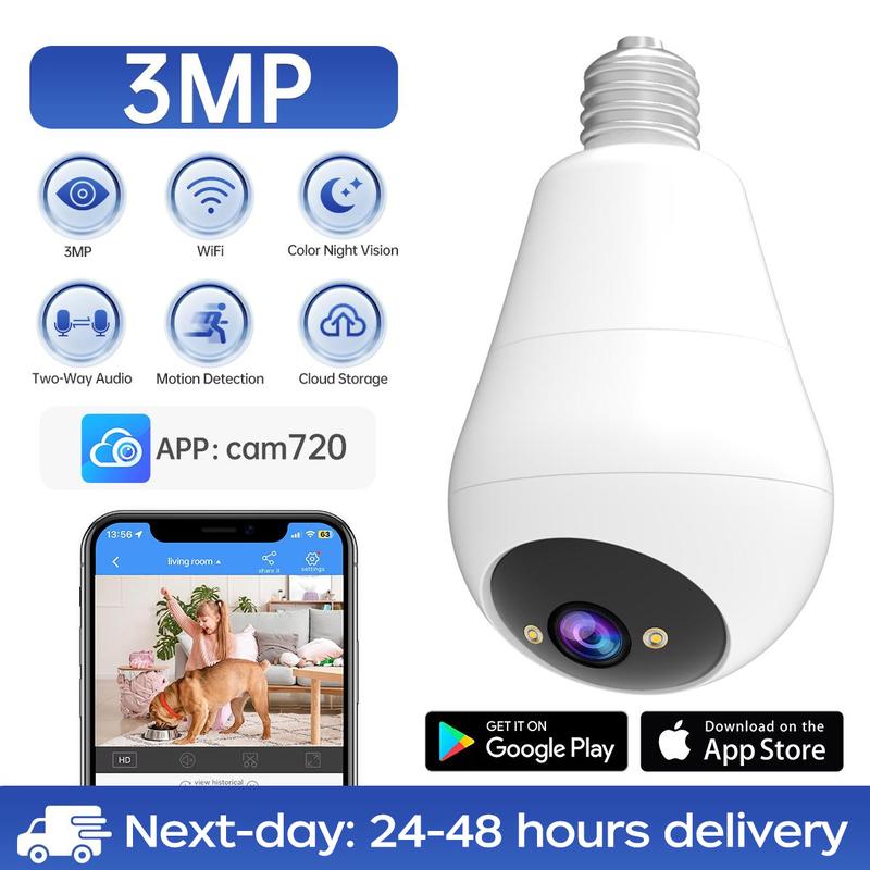 CCTV E27 light bulb Camera Auto Tracking Night Vision 3MP Motion ...