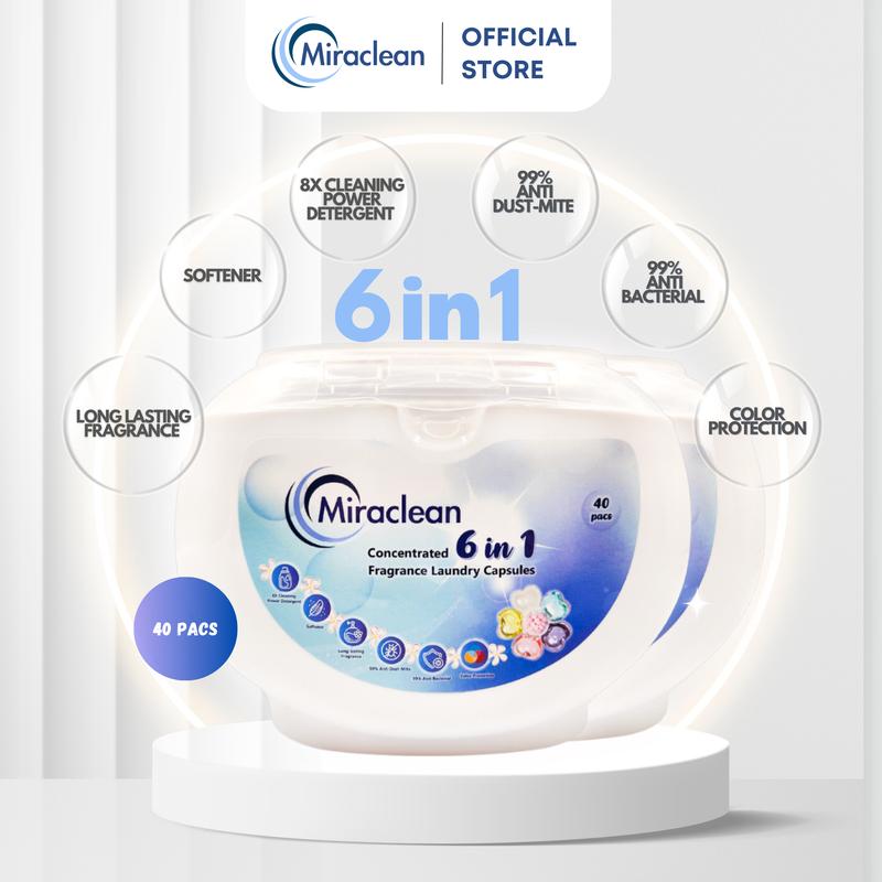 [NEW] Miraclean 6 in 1 Laundry Capsules - 40pods / Box Cleaning ...