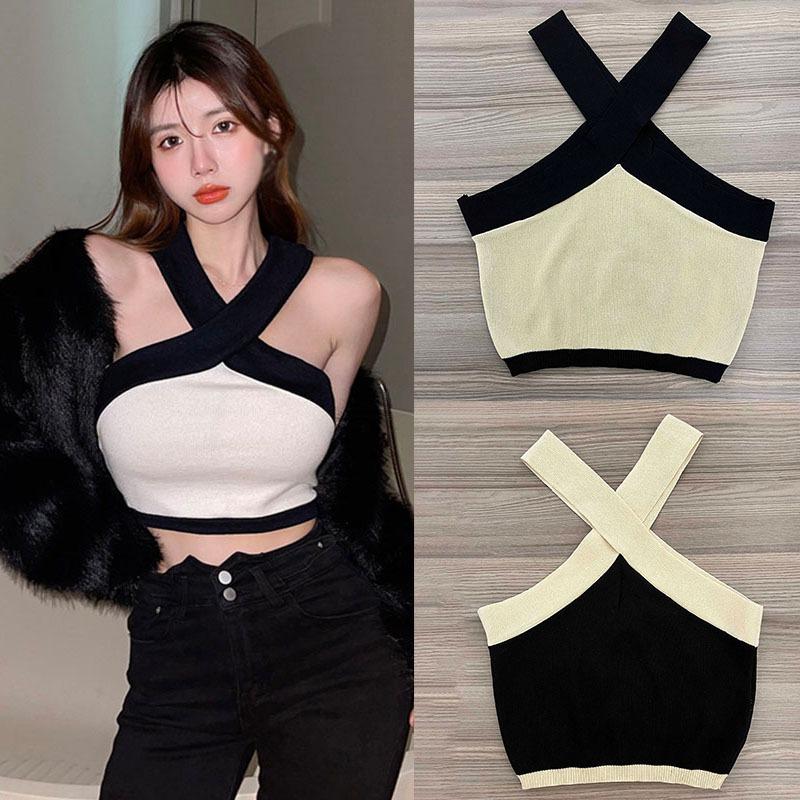 Women's Suspenders Inner Fit Sexy Strapless Halter Neck Stitching ...