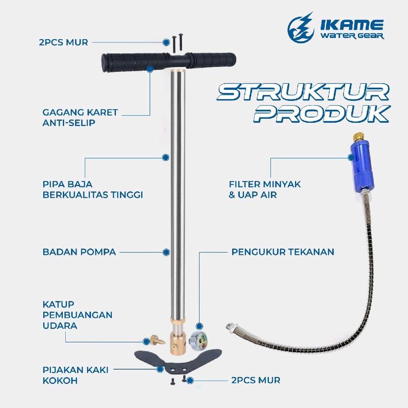 Pompa Tekanan Tinggi 4500 PSI IKAME | High Pressure Hand Pump PCP Scuba ...