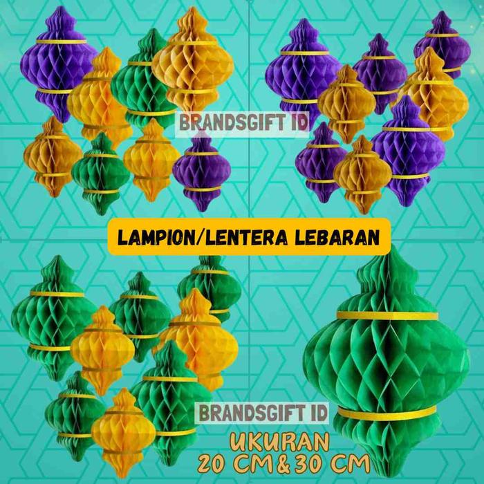Jual JUMBO ISI 1 LAMPION LIPAT LENTERA HONEYCOMB LEBARAN / LAMPION ...