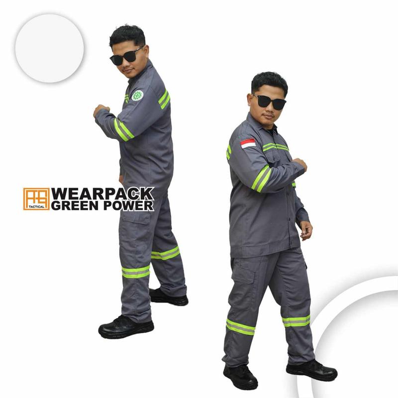 Setelan Wearpack Safety Green Power Baju dan Celana Kerja Safety - Shop ...