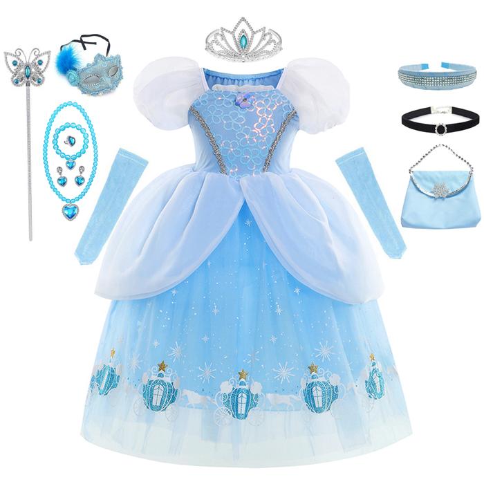 Jual Cinderella Dress Girls Halloween Christmas Ball Gown Dress Up ...
