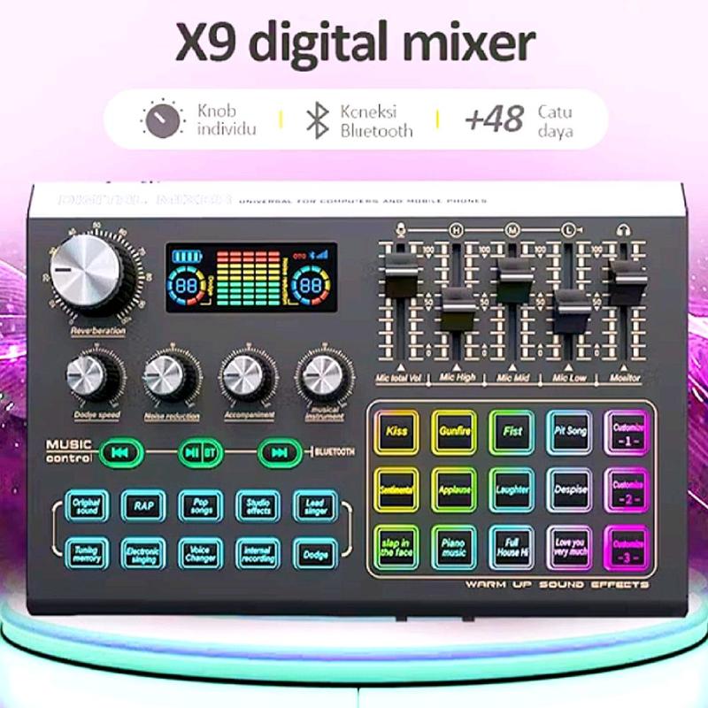 soundcard x9 mixer external bluetooth pilihan, sound effect singing ...