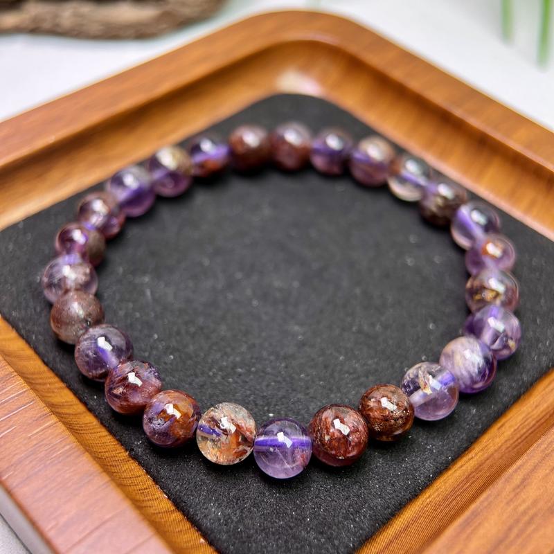 Amethyst Phantom Crystal Round Bead Single Circle Hand Strin - TikTok ...