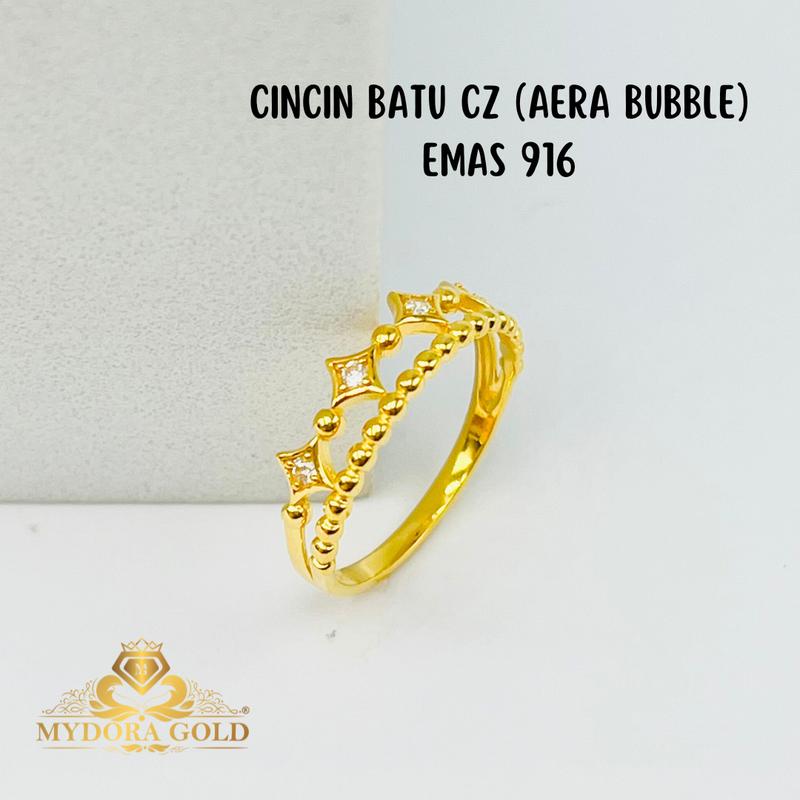 MYDORA Cincin Batu CZ Aera Bubble | EMAS 916/22K - TikTok Shop Malaysia