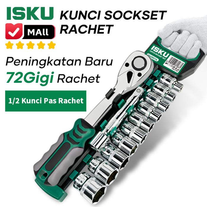 Promo ISKU Kunci Sock Set 12Pcs Drive Socket 1/2 inch 72gigi Mata Kunci ...