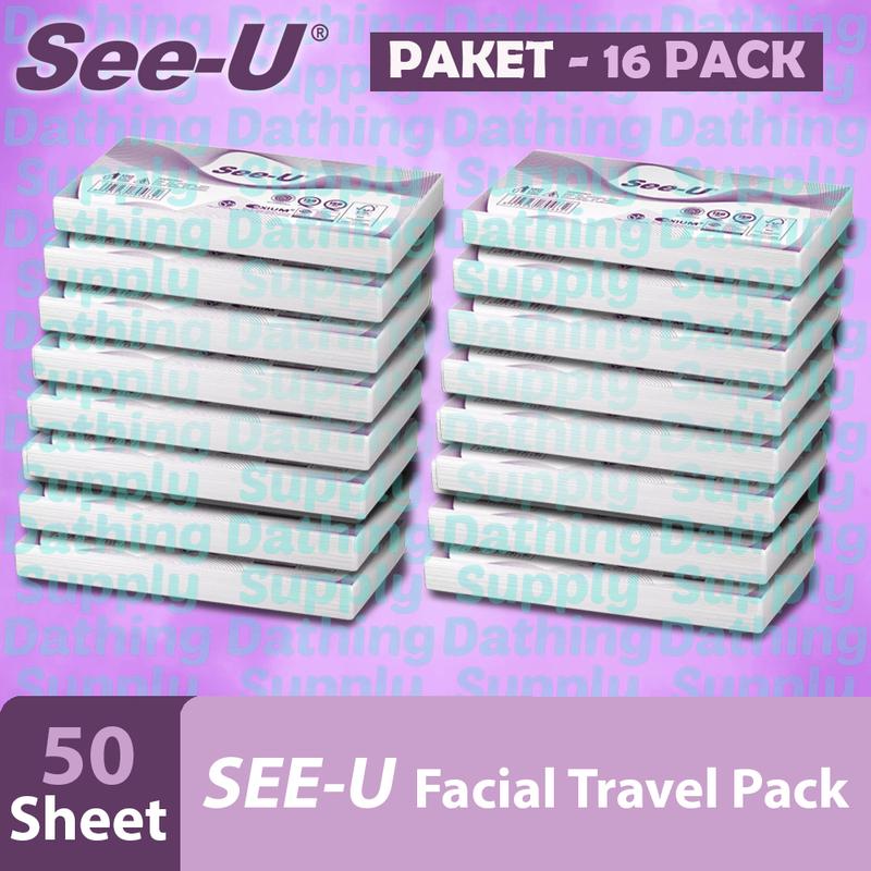 ( PAKET 16 PCS ) Tissue Facial SEE-U Travel 50 sheet / Tisu Wajah SeeU ...