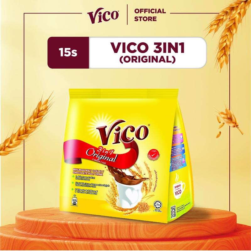 Vico 3in1 Minuman Malt Coklat Asli (15 sachet X 32g) - TikTok Shop Malaysia