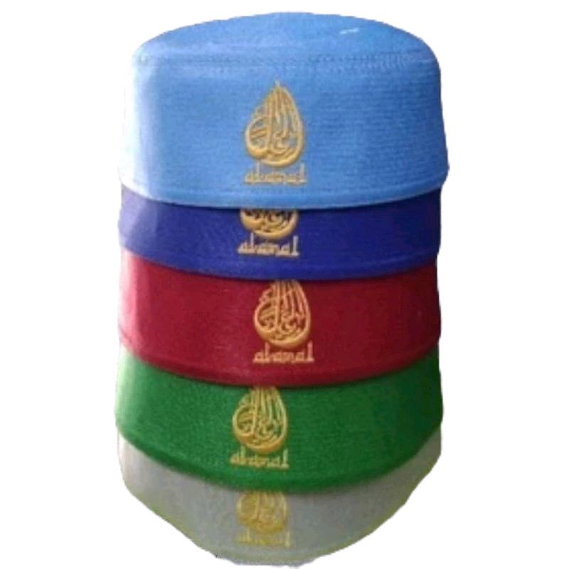 Kopiah Logo Haji Warna Biru Oren Gold Murah Eksklusif Muslim Modern ...