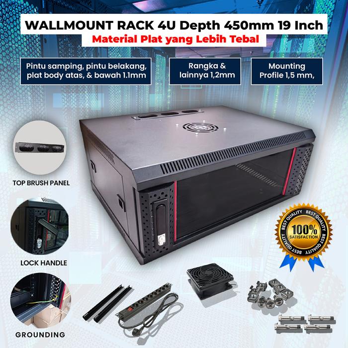 Jual wallmount rack 4u single door / rack server 4u depth 450mm ...