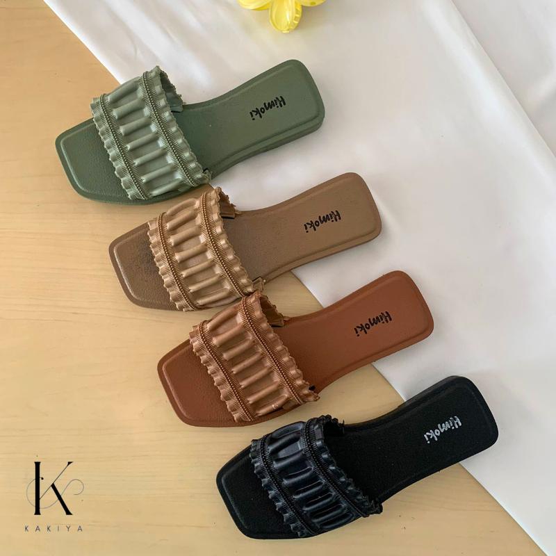 KKY-Sandal Sendal Selop Slop Himoki Kerut Cantik Kekinian Simple ...