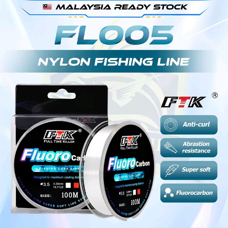 【FL005】FTK Fluocarbon Nylon Fishing Line 100 Meter Soft Carbon - TikTok ...