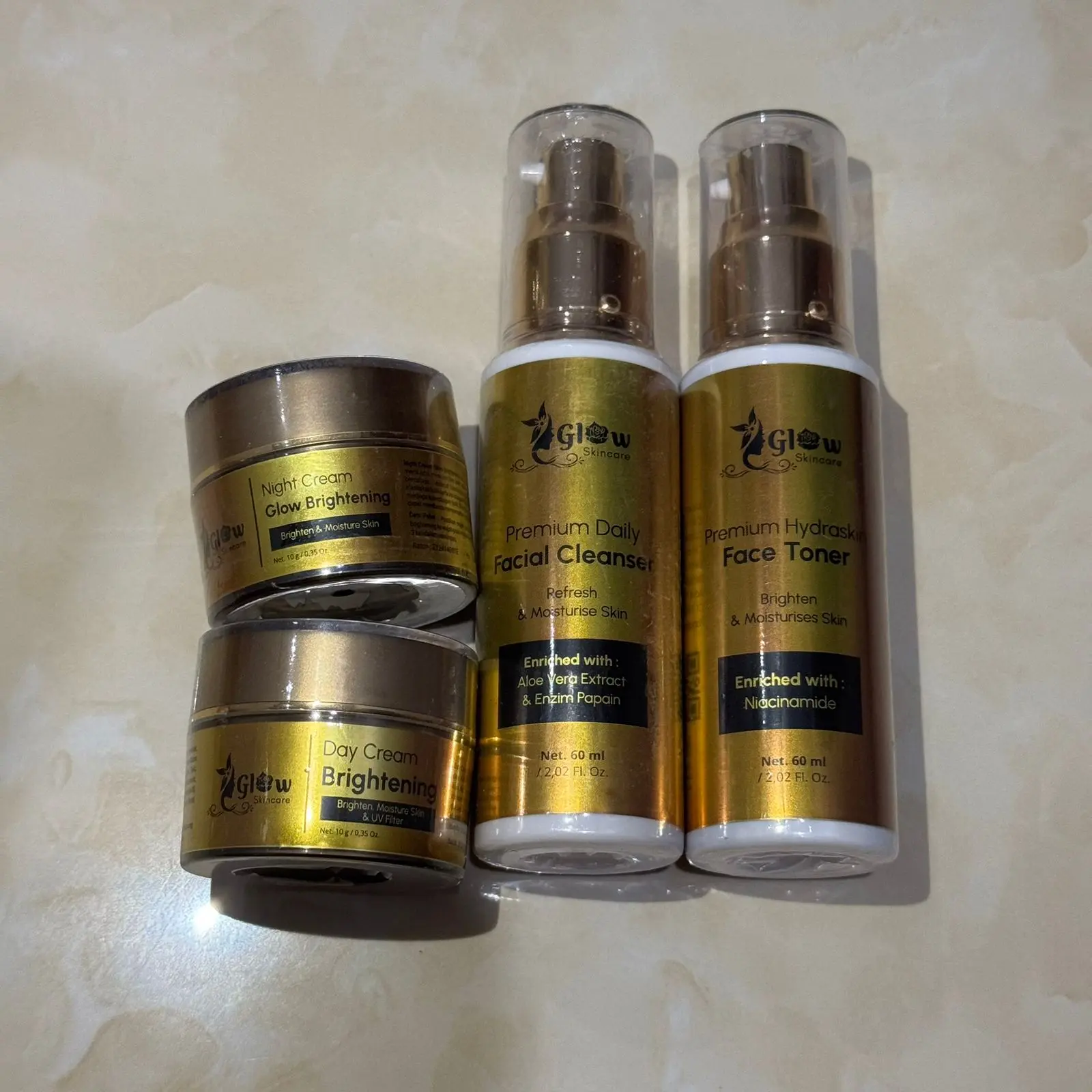 Paket Glow Skincare 4in1 (GOLD EDITION) BPOM (FREE SERUM 10ML ...