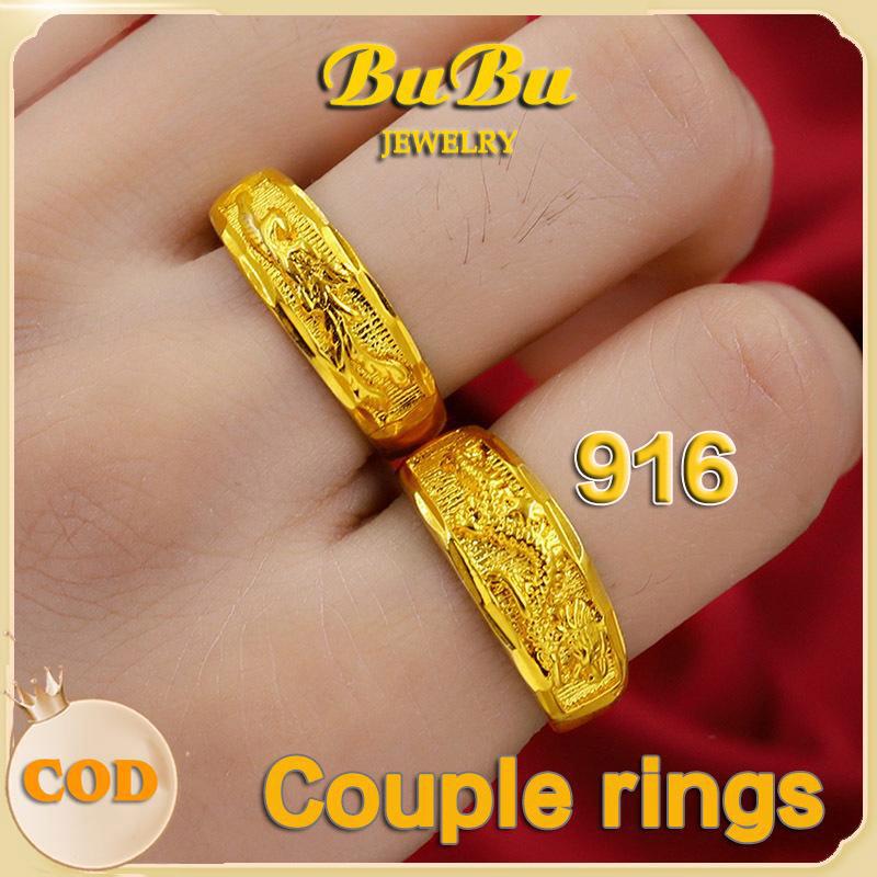 (2pcs)cincin emas titanium cop 916 original gold plated couple - TikTok ...
