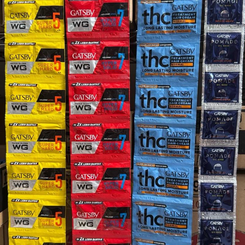 12 Sachet Gatsby Gel Rambut Pria Water Gloss Pomade Styling Kuning ...