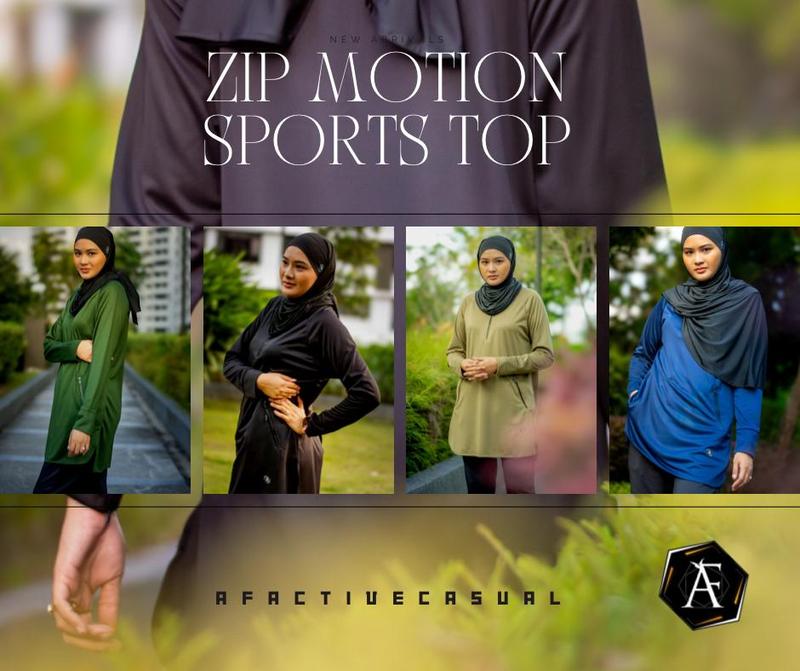 Afactivecasual Zip Motion Muslimah Sports Top - TikTok Shop Singapore