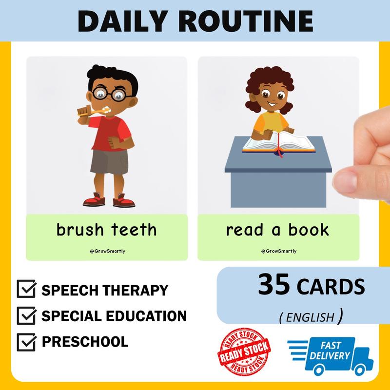 Daily Routine English Language Flash Card Speech Delay Early - TikTok ...
