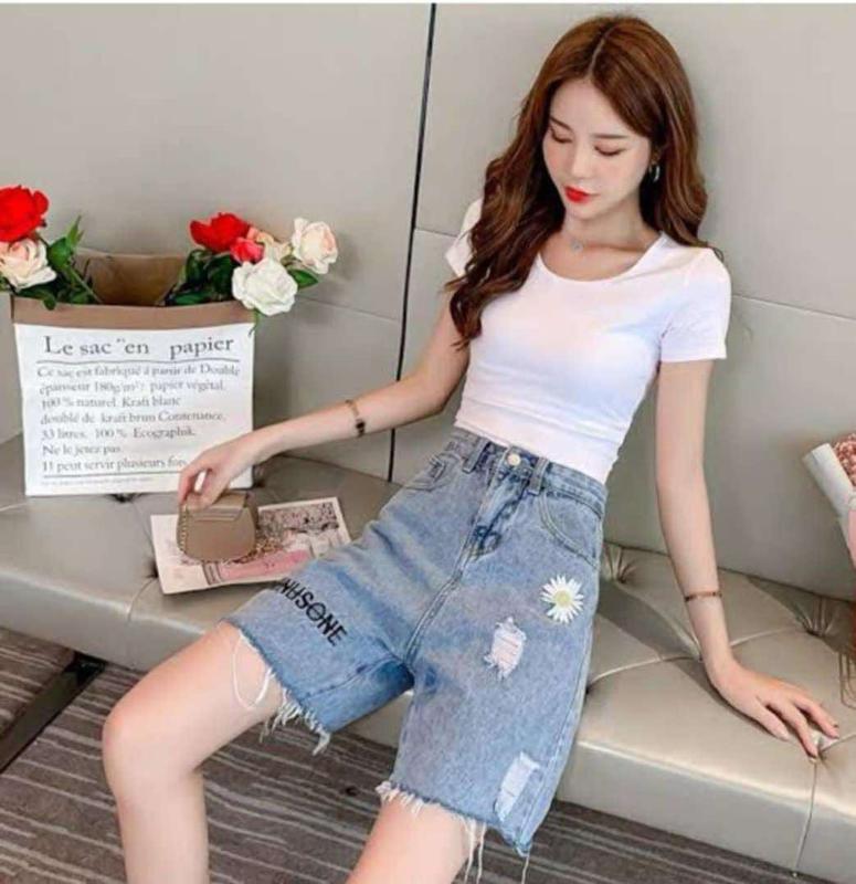 New Minimal Embroidered Bermuda Jorts for Women - Not Stretchable ...