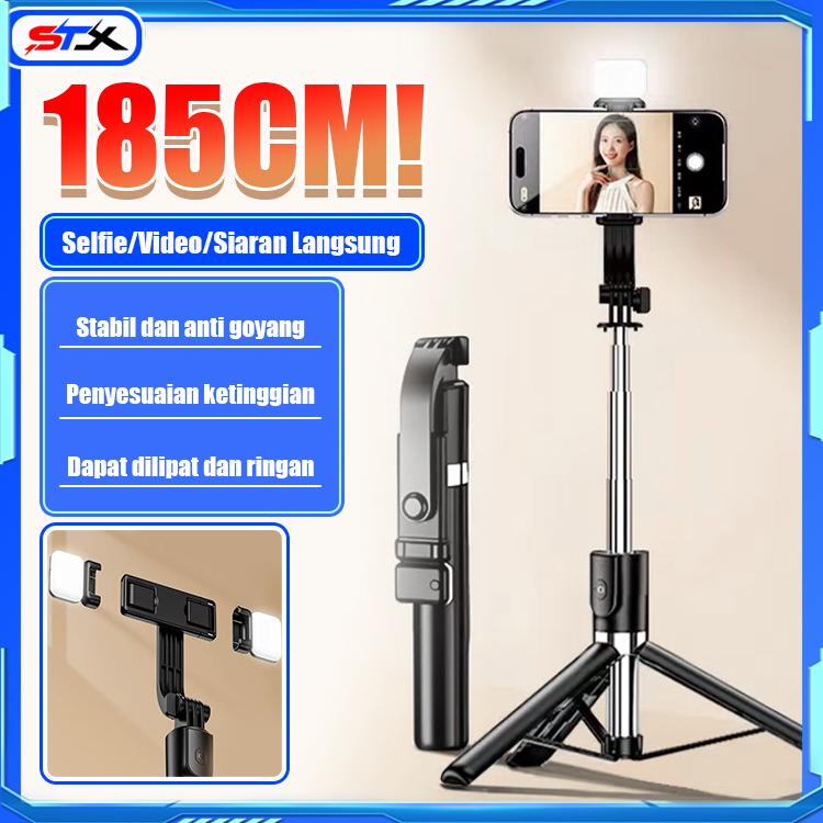 STX Tongsis Bluetooth R1S-L Large 185CM Selfie Stick Plus Lampu Flash ...