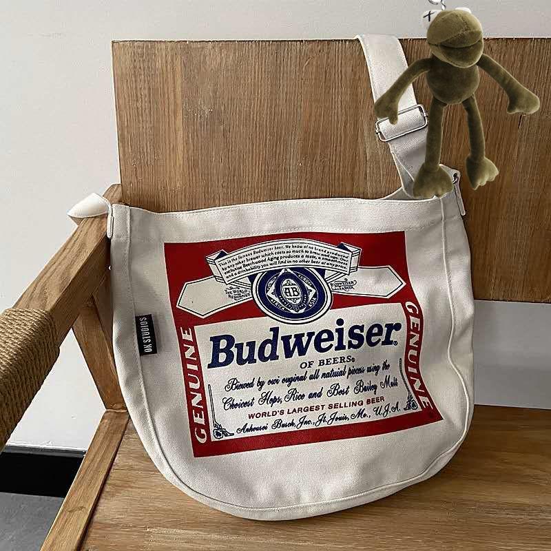 Canvas bag, Budweiser beer design, for men and women, shoulder - TikTok ...