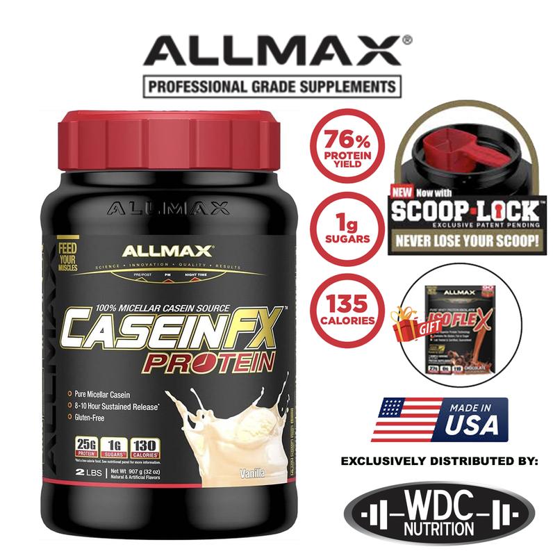 All Max Nutrition Casein Fx 100% Casein Protein (2lbs) -Whey Isolate ...