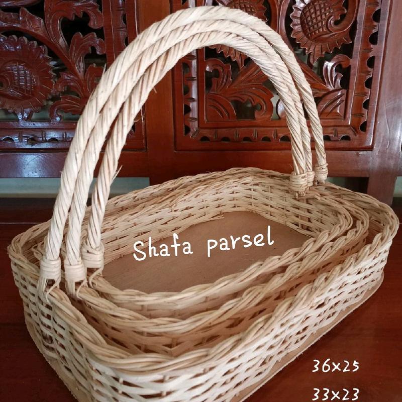 Keranjang rotan kotak tangkai set 3pcs ready stok satu paket - Shop ...