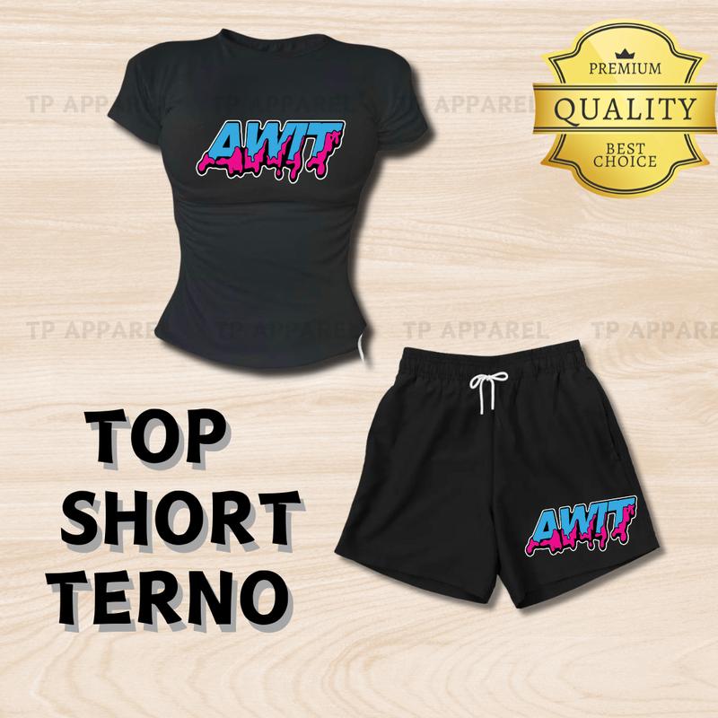 Double Lining Top Terno with Casual Short Taslan Drawstring - TikTok ...
