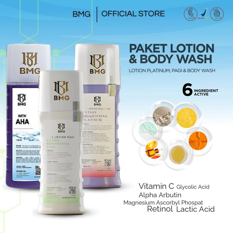 [BMG PABRIK] PAKET LOTION UNGU 100 ML , LOTION PAGI 100ML & BODY WASH ...
