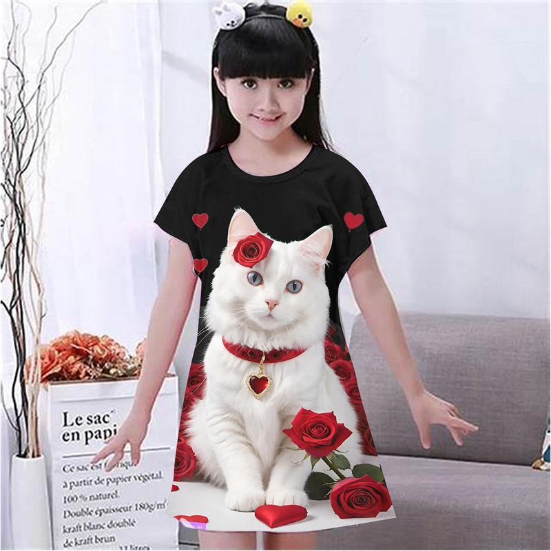 Ama kids Dress anak Motif Kucing dn bunga size 2-11 thn - Shop | Tokopedia