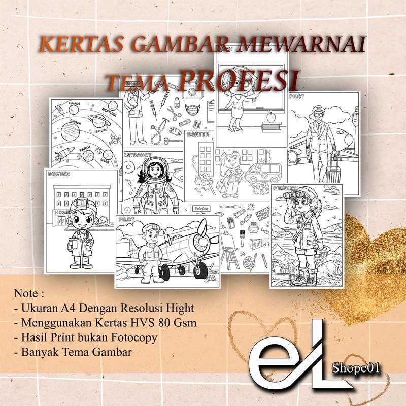 Kertas Gambar Mewarnai Tema PROFESI - Shop | Tokopedia