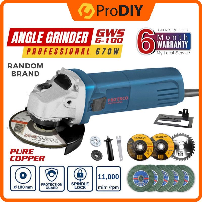 PRO' EKCO GWS 6-100 Professional Angle Grinder 670W 220V Cutter ...