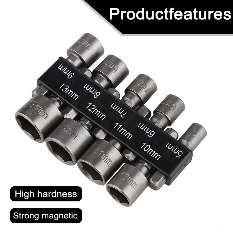 9Pcs 5-13mm Bit Electric Screwdriver Head Cylinder Head Set Screwdriver ...