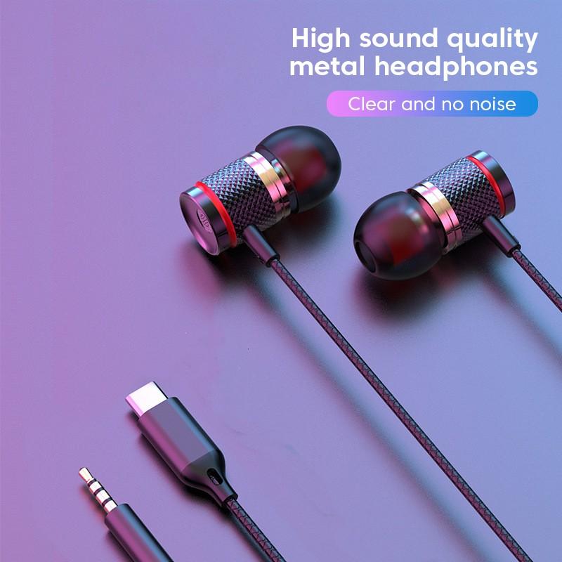 Metallic Wired Earphones with Deep Bass | In-Ear Noise Isolating, Built ...