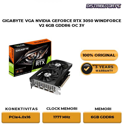 Promo GIGABYTE VGA NVIDIA GEFORCE RTX 3050 WINDFORCE V2 6GB GDDR6 OC 3Y ...