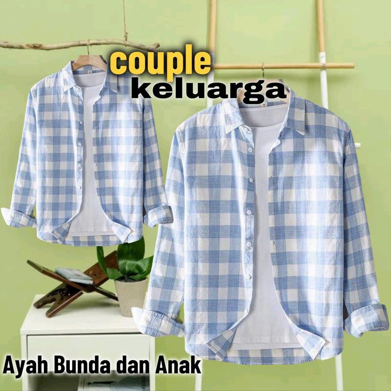 Kemeja Couple Ayah dan Anak Bunda Ibu Perempuan Laki-laki Blues - Shop ...