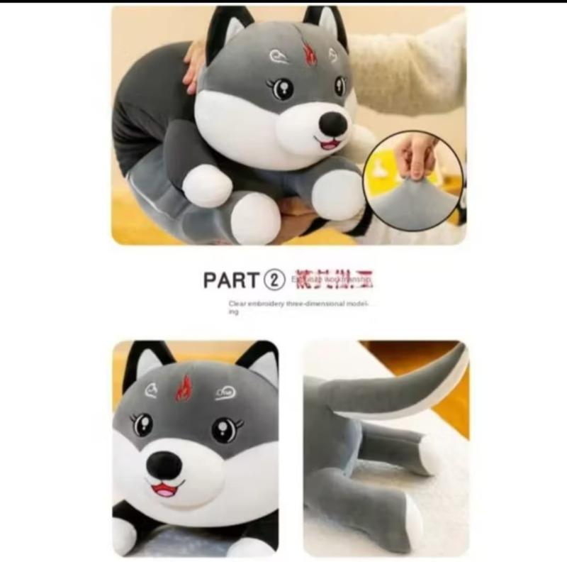 Yelvo Boneka Guling Liying Dog Bahan Plus Premium Dolls Hitam Abu Halus ...