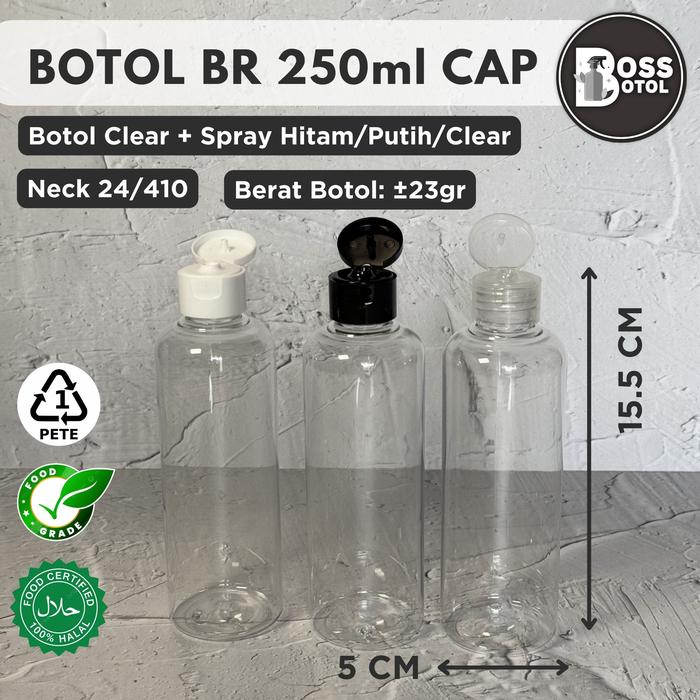 Promo Botol BR 250ml PET Neck 24 Clear + Fliptop / Cap | BAHAN PREMIUM ...