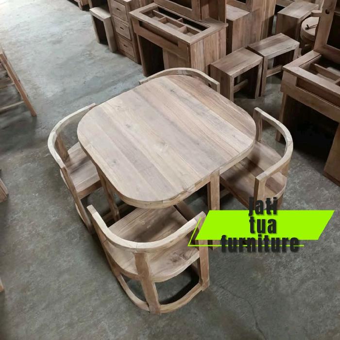 Jual meja makan oval mewah elegan, set meja kursi 4 , set meja makan ...