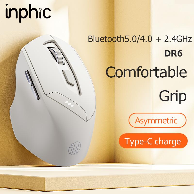 Inphic-DR6 wireless ergonomic mouse, rechargeable, 2.4g, Bluetooth - TikTok Shop Philippines