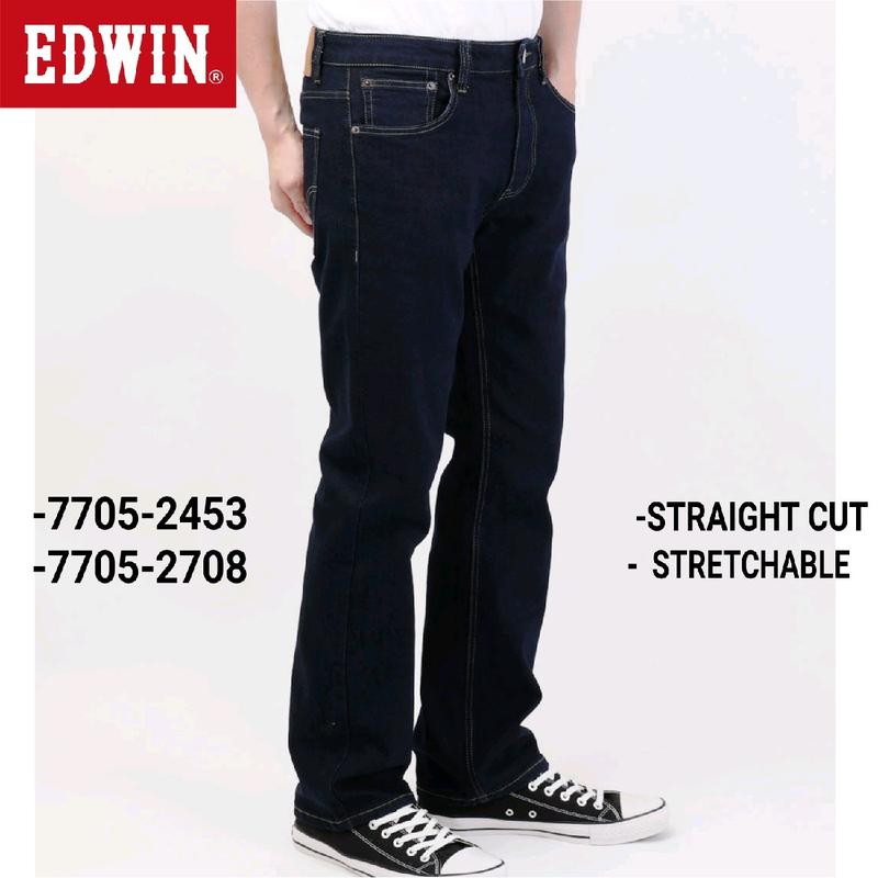 EDWIN ORIGINAL Denim Jeans Straight Cut (505) Stretchable 7705-2453 ...
